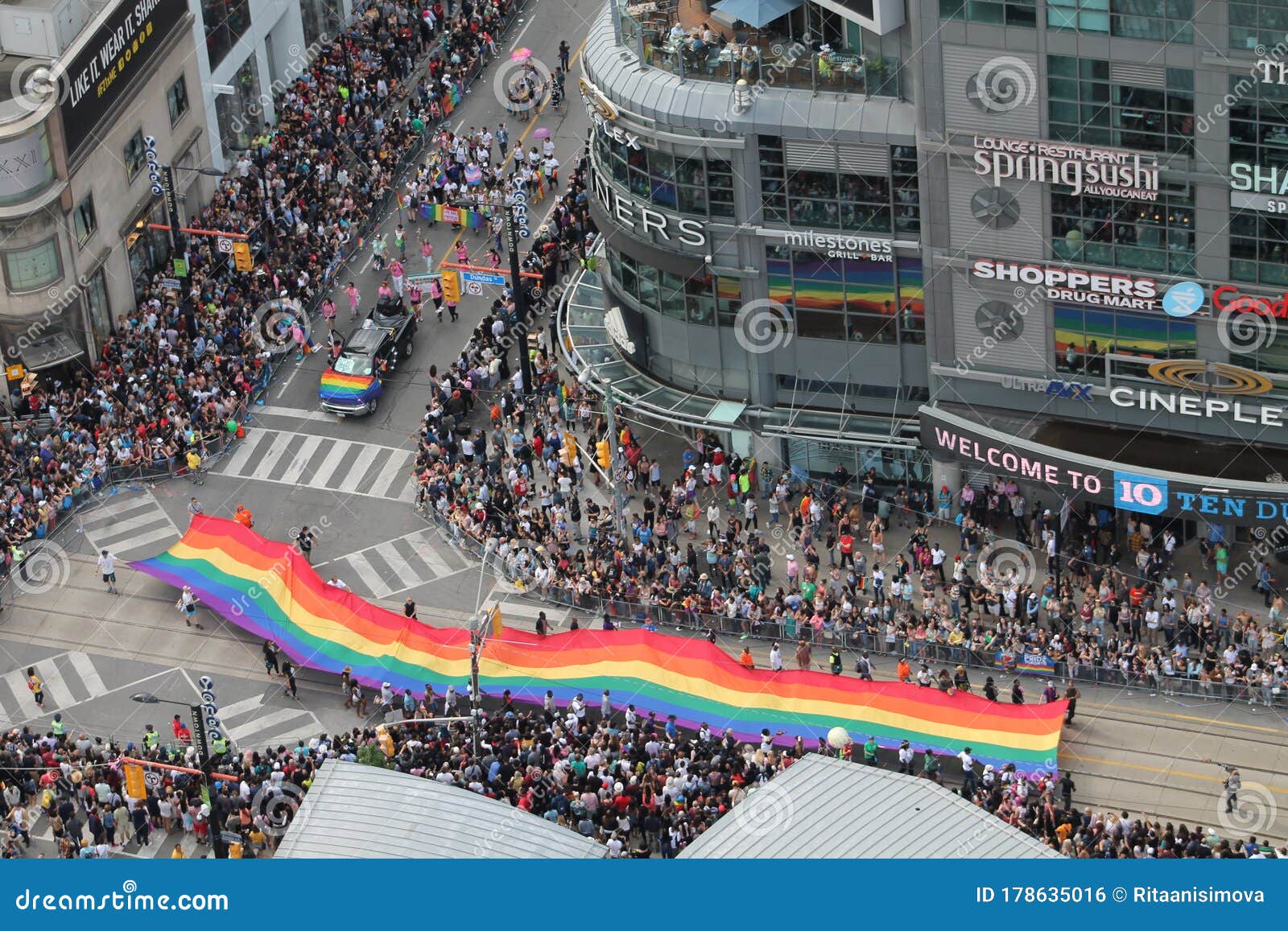 Aerial View Of Pride Parade At Yonge Dundas Square Editorial Photo Image Of Month Ceremony
