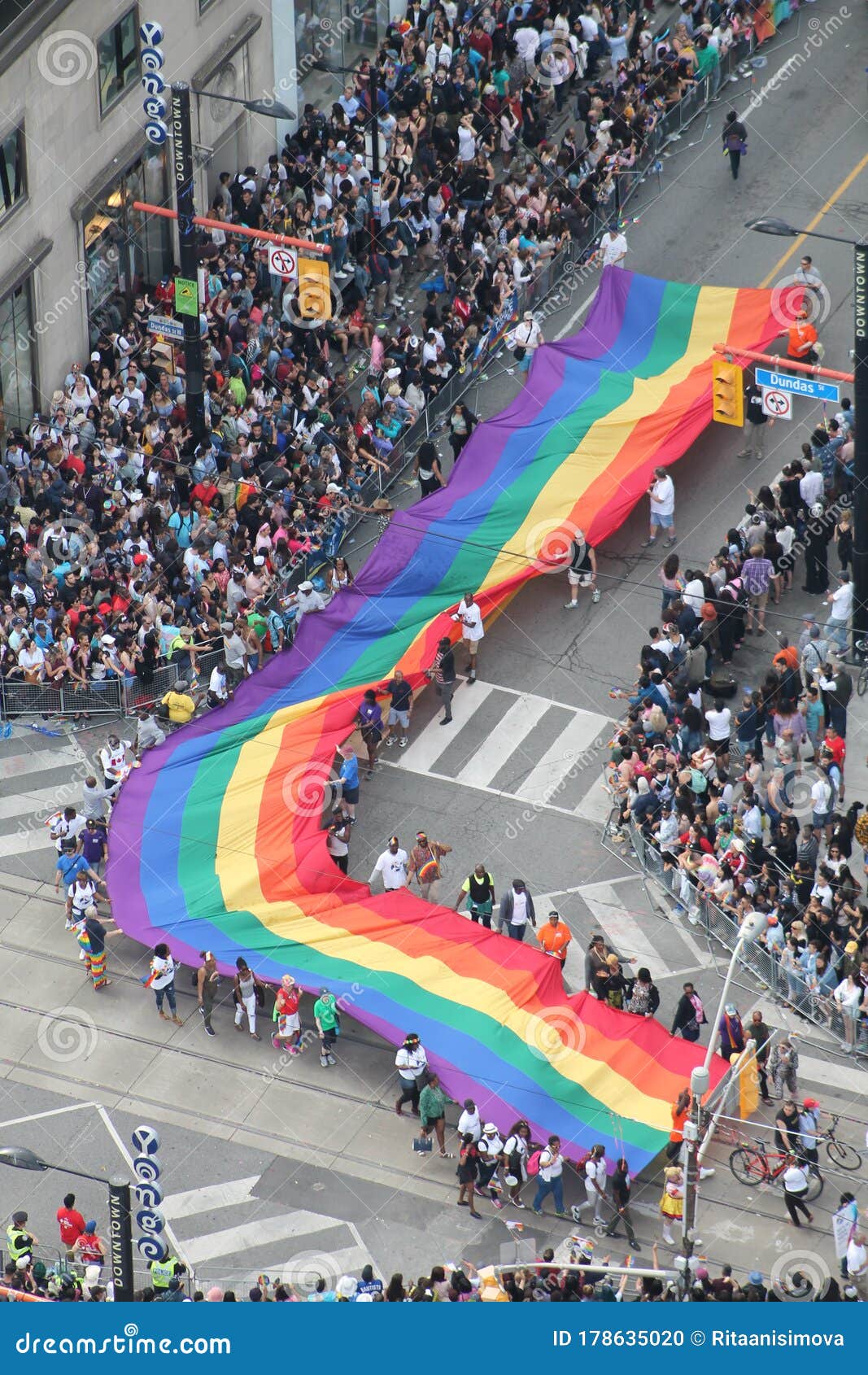Aerial View Of Pride Parade At Yonge Dundas Square Editorial Image Image Of Happy June 178635020