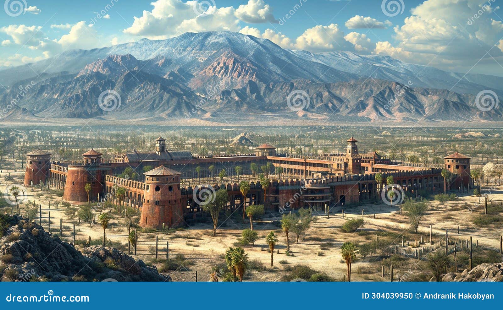 Aerial View of Prison in Desert Stock Illustration - Illustration of ...
