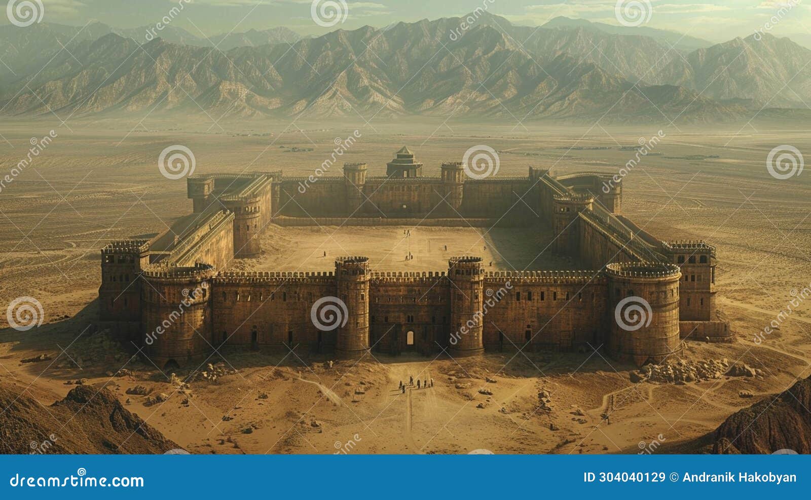 Aerial View of Prison in Desert Stock Illustration - Illustration of ...