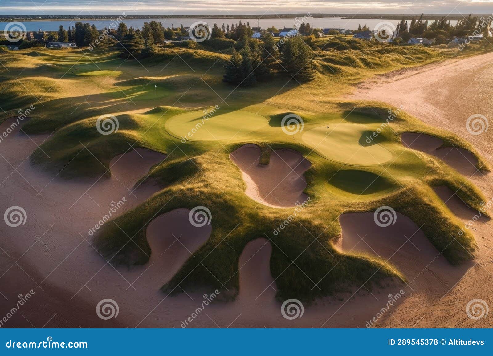 Aerial View of a Pristine Golf Course with Sand Bunkers Stock Photo ...