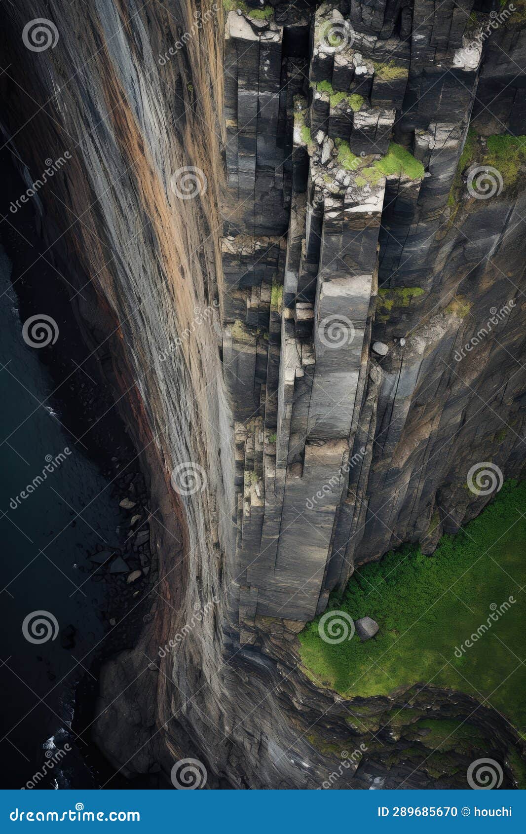 Areal View of a Steep Rock Cliff. Hornelen Cliffs. Stock Illustration ...