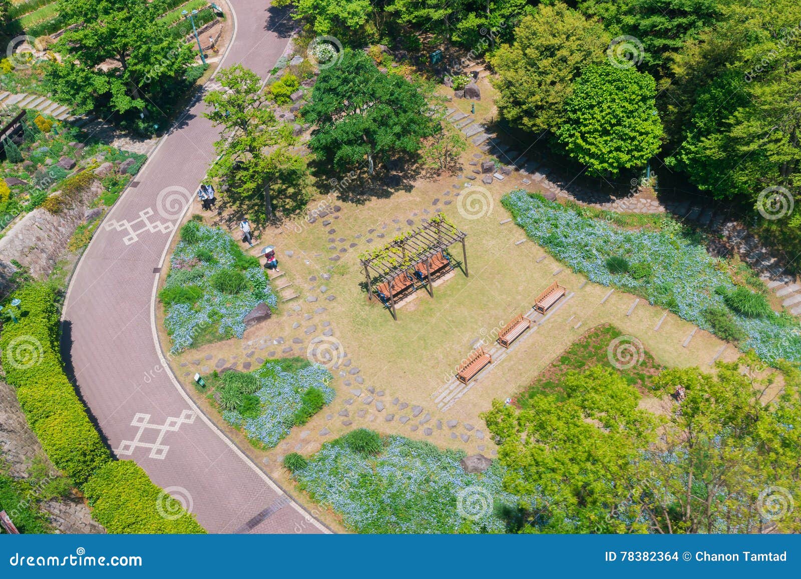 Aerial View of Public Park with Walkway. Stock Photo - Image of ...