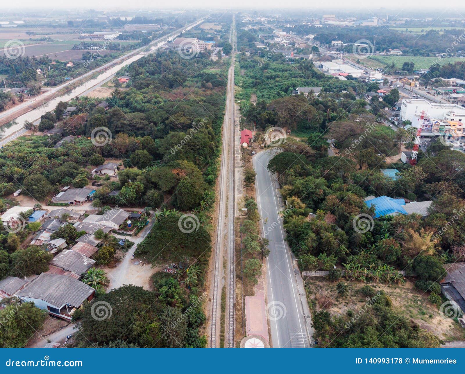 Aerial View of Public Railway Line with Trees Stock Photo - Image of ...