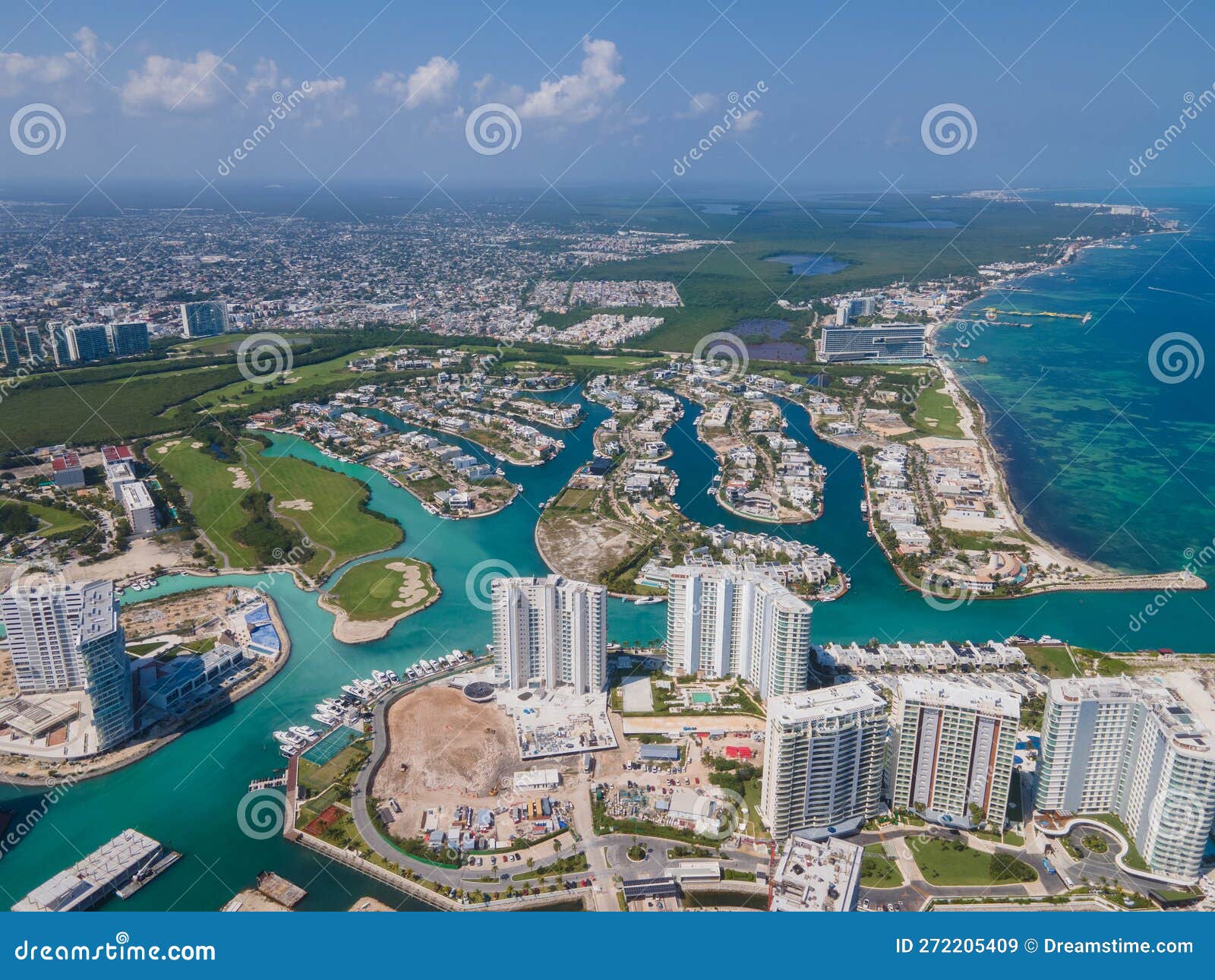 Aerial View of Puerto Cancun, Mexico Stock Image - Image of freedom ...