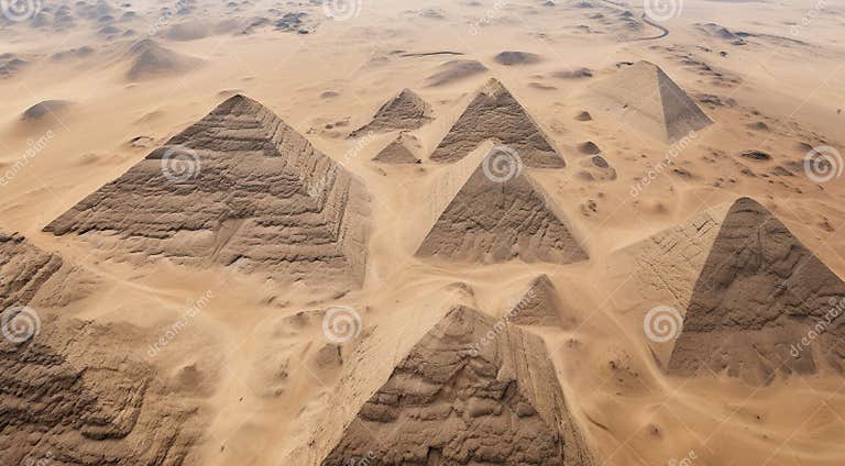 Aerial View of the Pyramid, Pyramid in the Desert Stock Image - Image ...