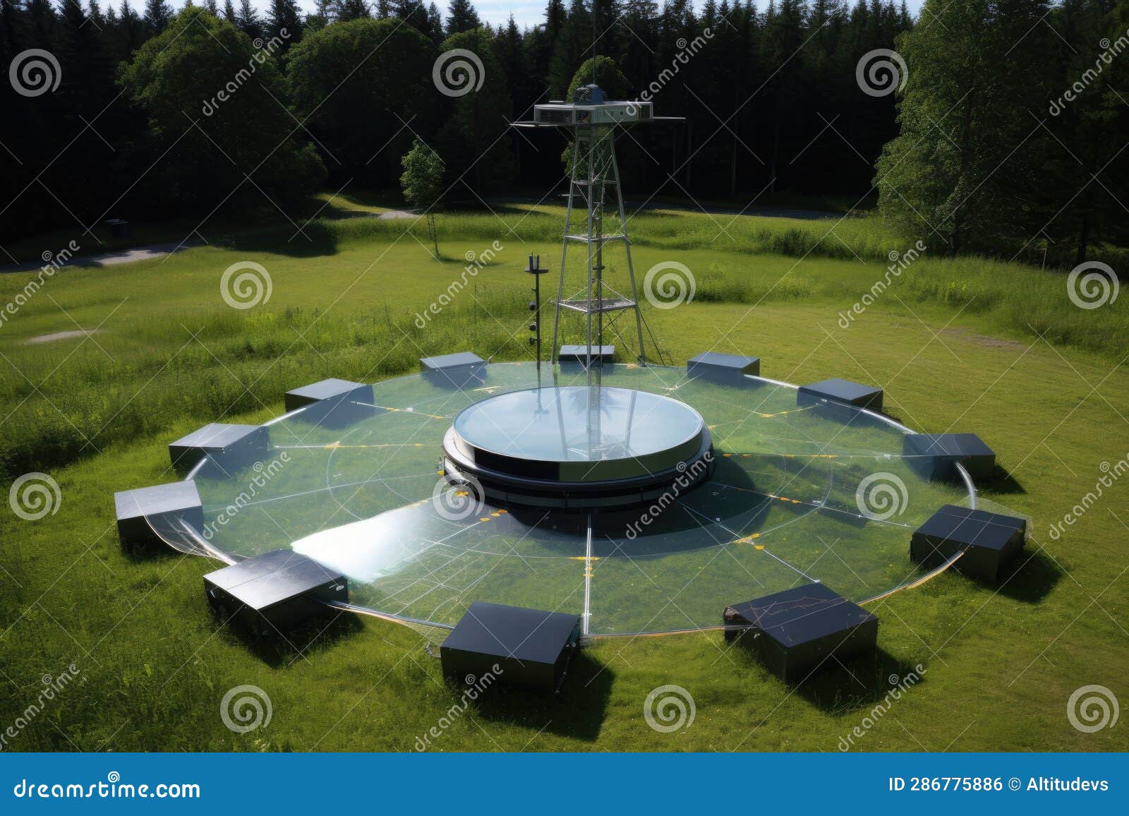 Aerial View of a Quantum Radar Installation Stock Illustration ...