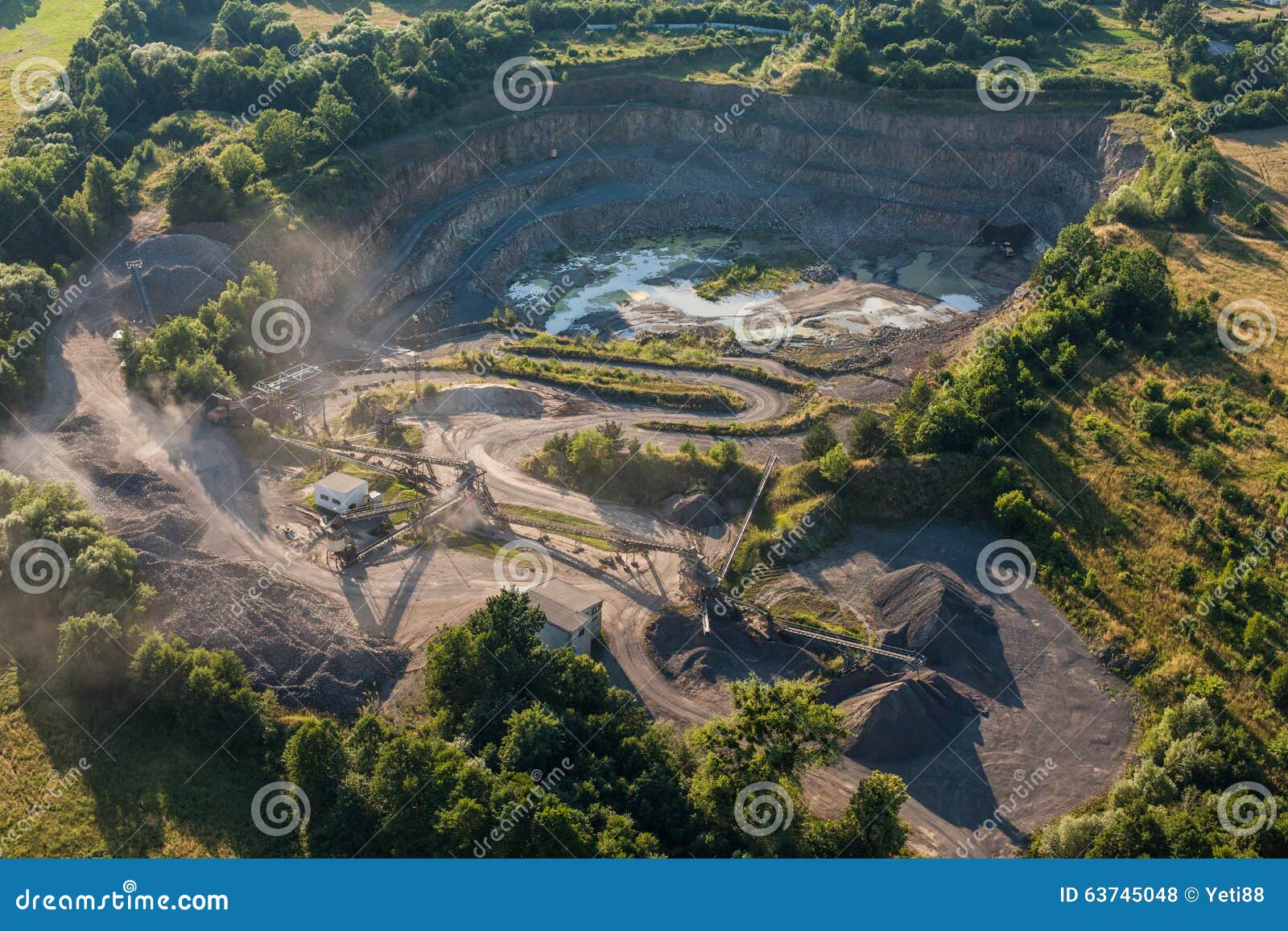 Aerial View of Quarry Stone Processing Line Stock Photo - Image of ...