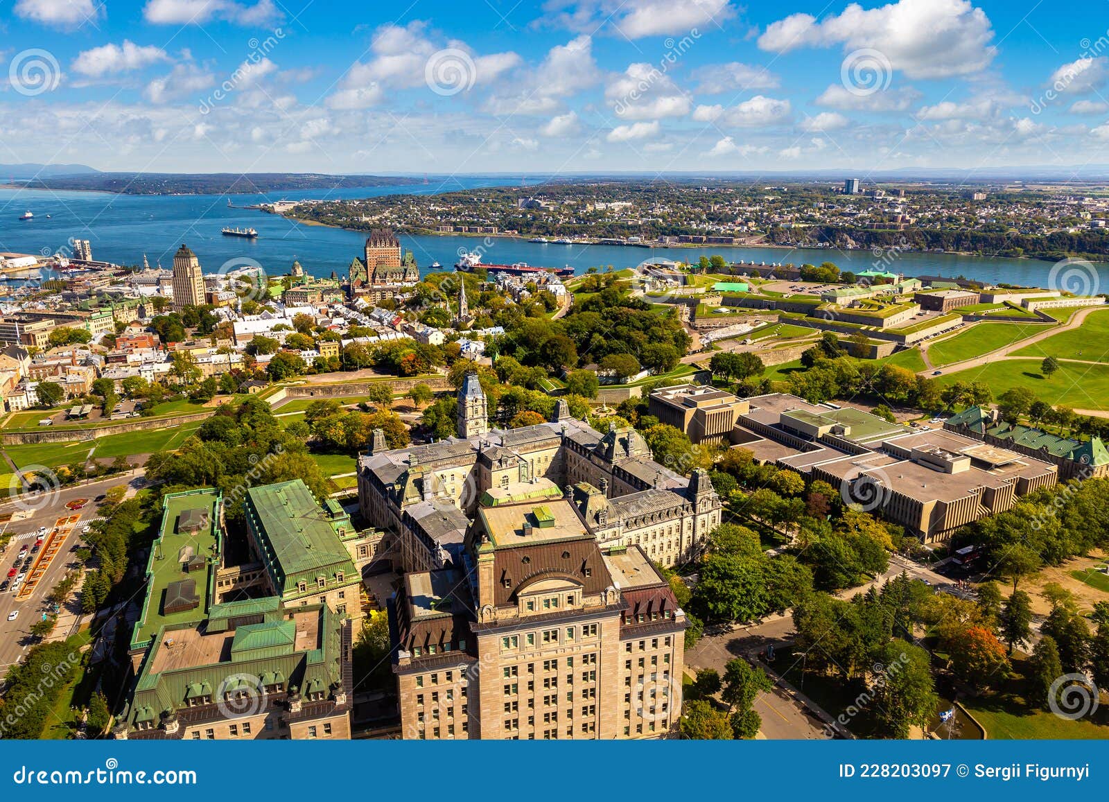 Aerial view of Quebec city stock image. Image of panoramic - 228203097
