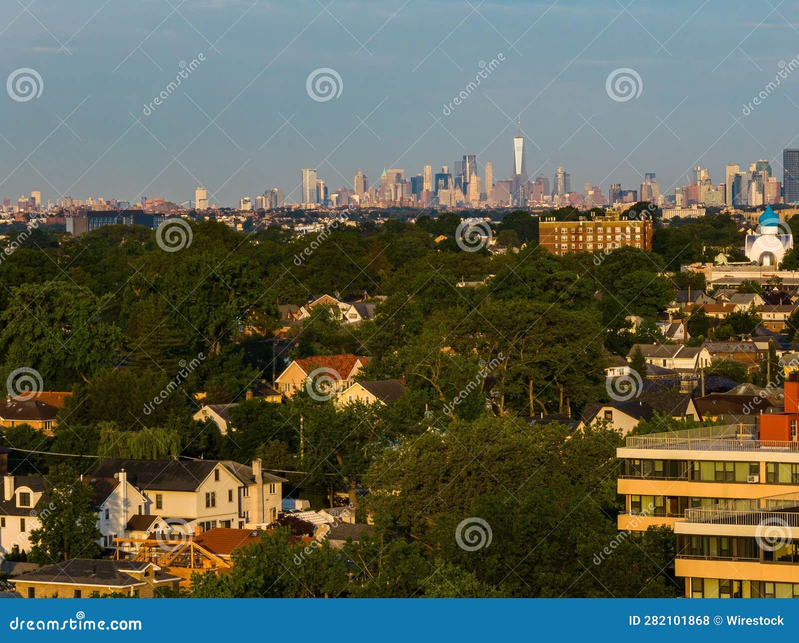 Aerial View of Queens, New York Stock Illustration - Illustration of ...