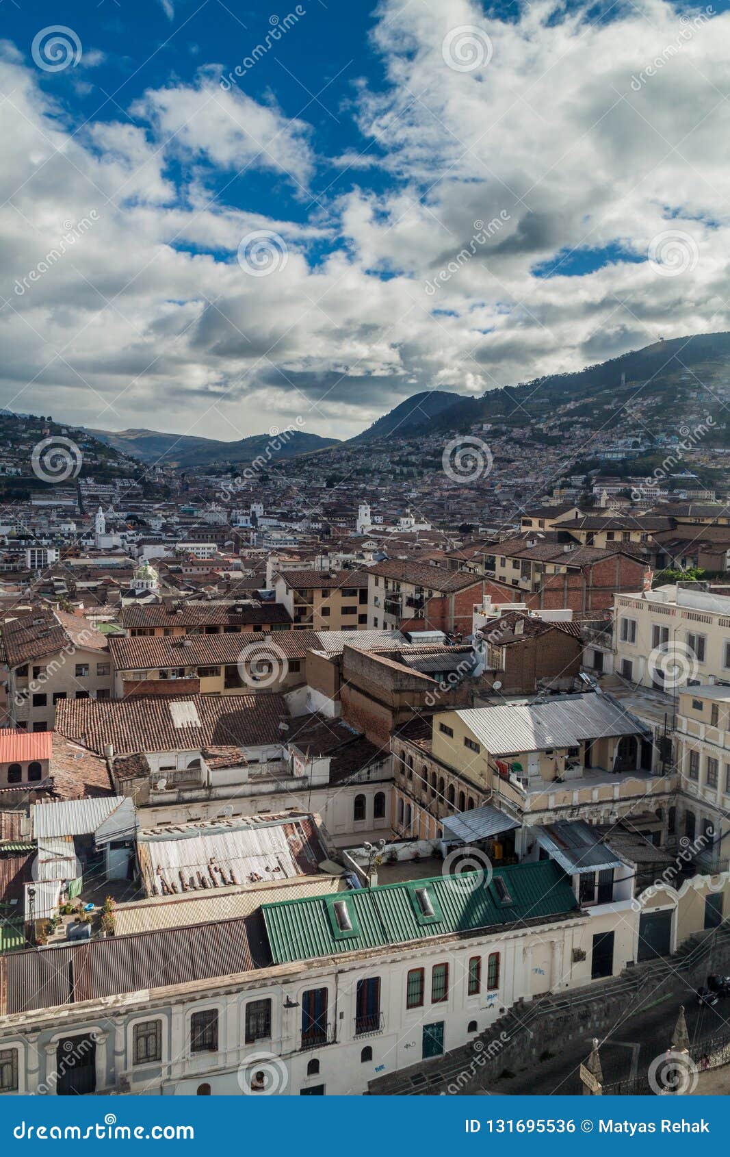 Aerial view of Quito stock photo. Image of america, hill - 131695536