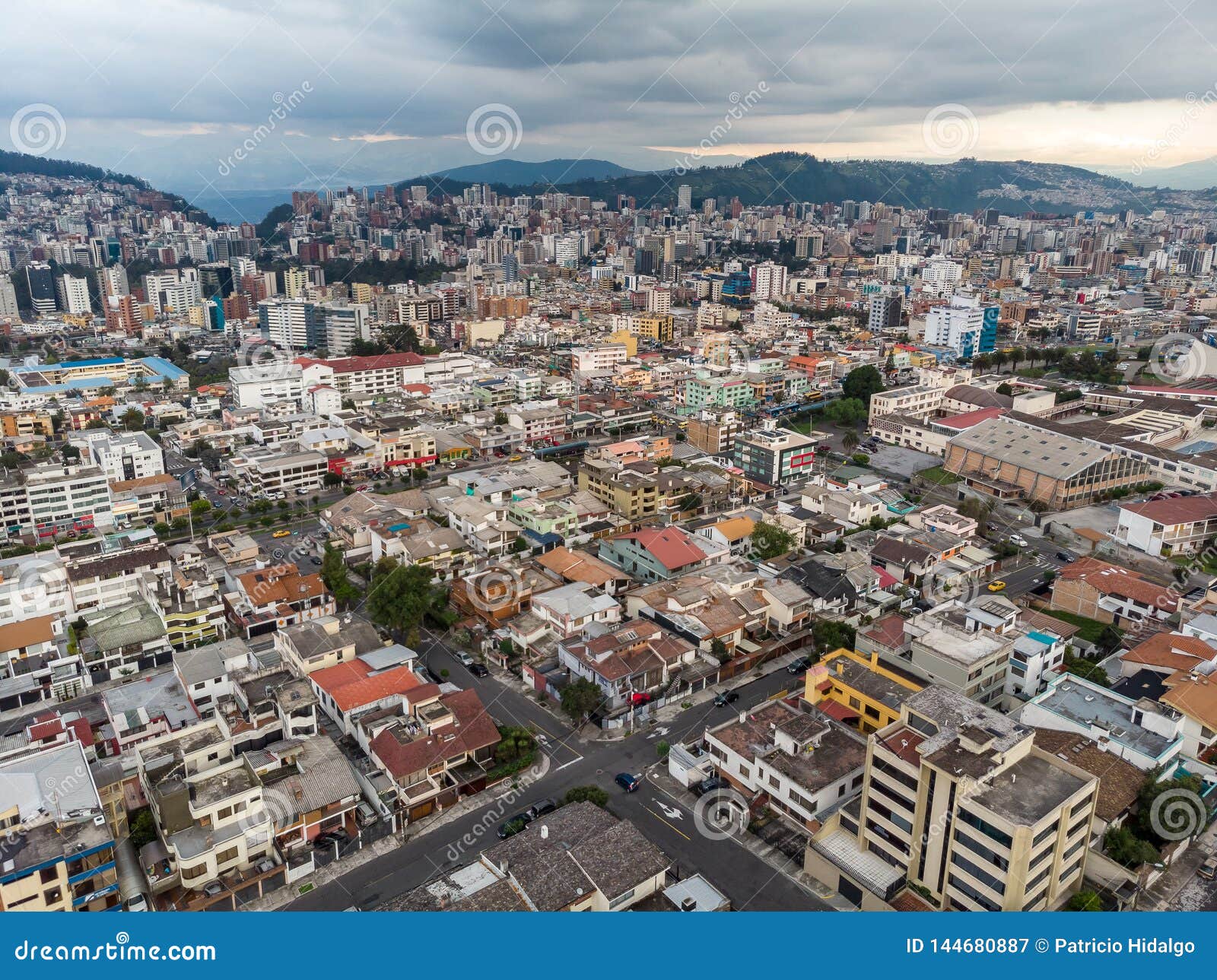Aerial view of Quito stock image. Image of landmark - 144680887
