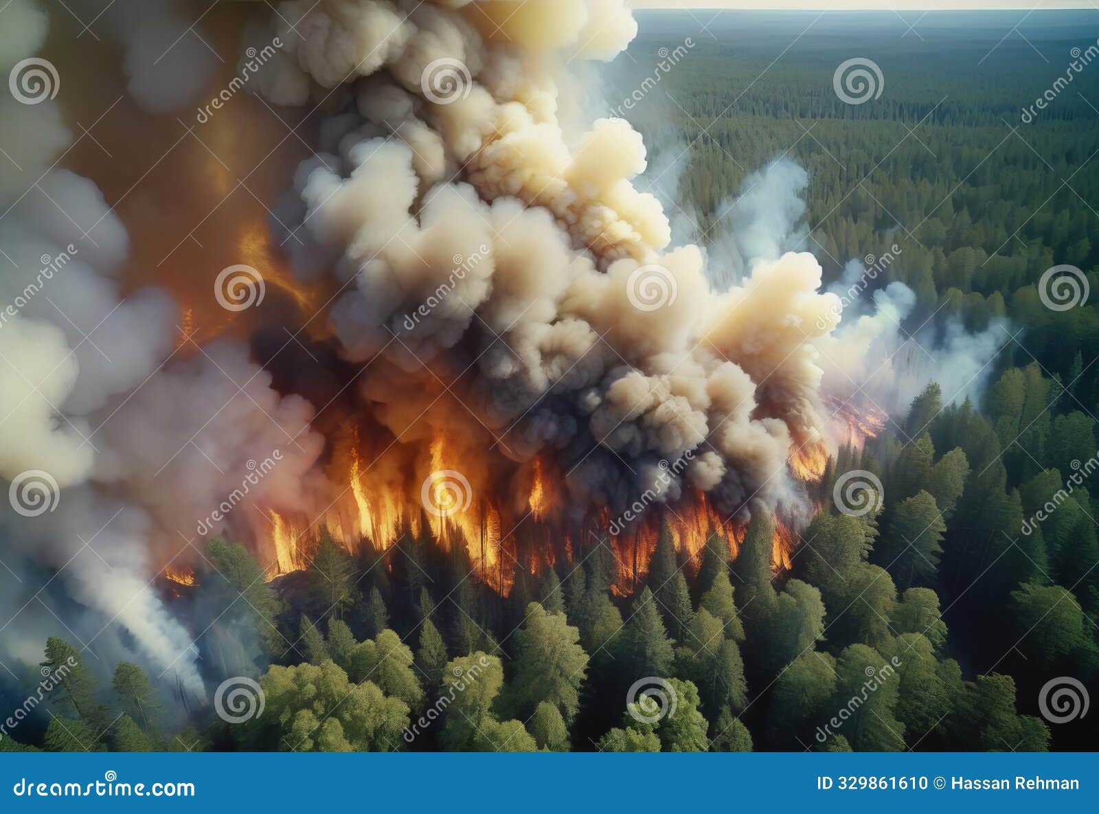 Aerial View of a Raging Forest Fire Stock Illustration - Illustration ...