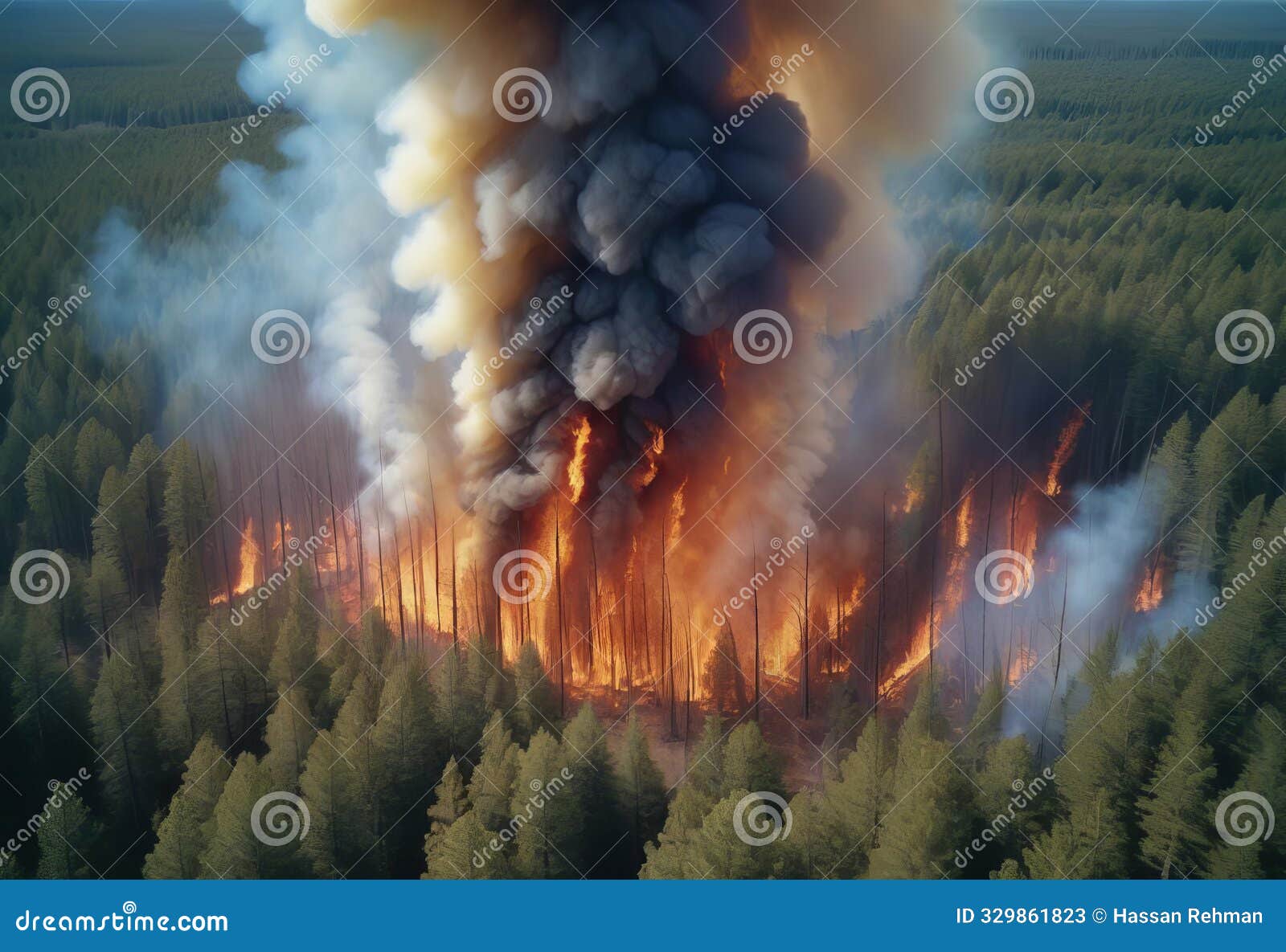 Aerial View of a Raging Forest Fire Stock Illustration - Illustration ...