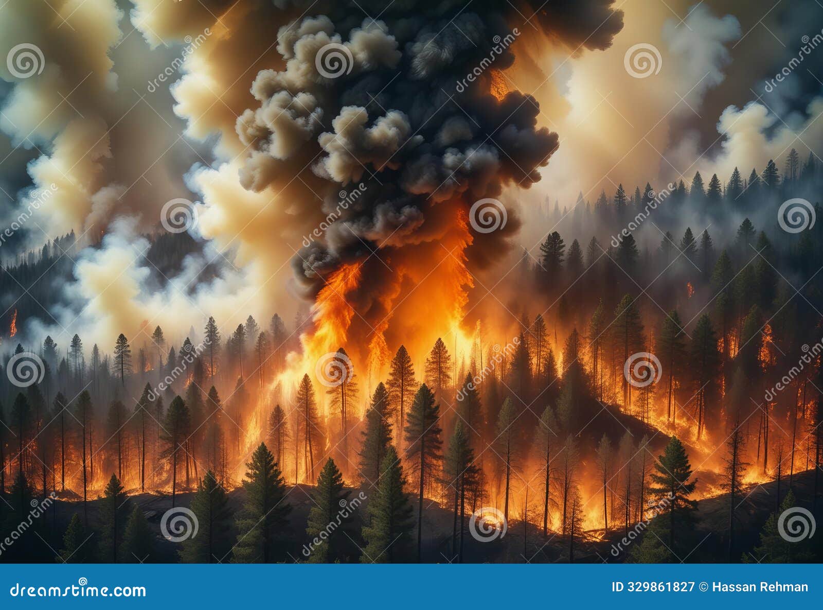 Aerial View of a Raging Forest Fire Stock Illustration - Illustration ...