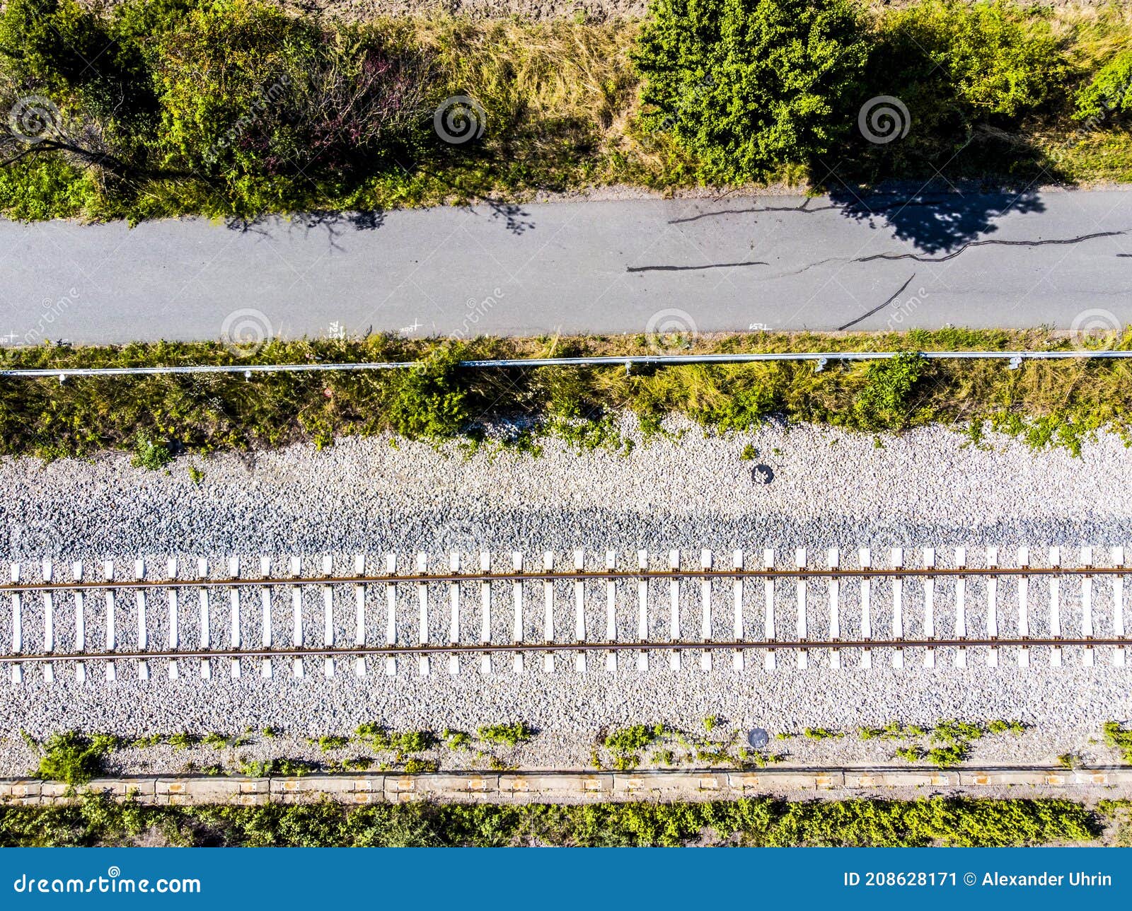 Aerial View of Railroad Tracks in Country. Stock Image - Image of line ...