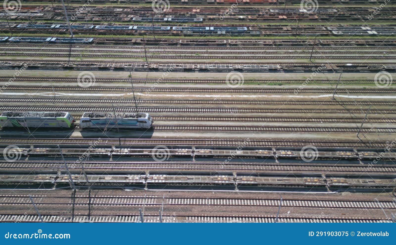 Aerial View Railway Junction Containers Wagons Stock Video - Video of ...
