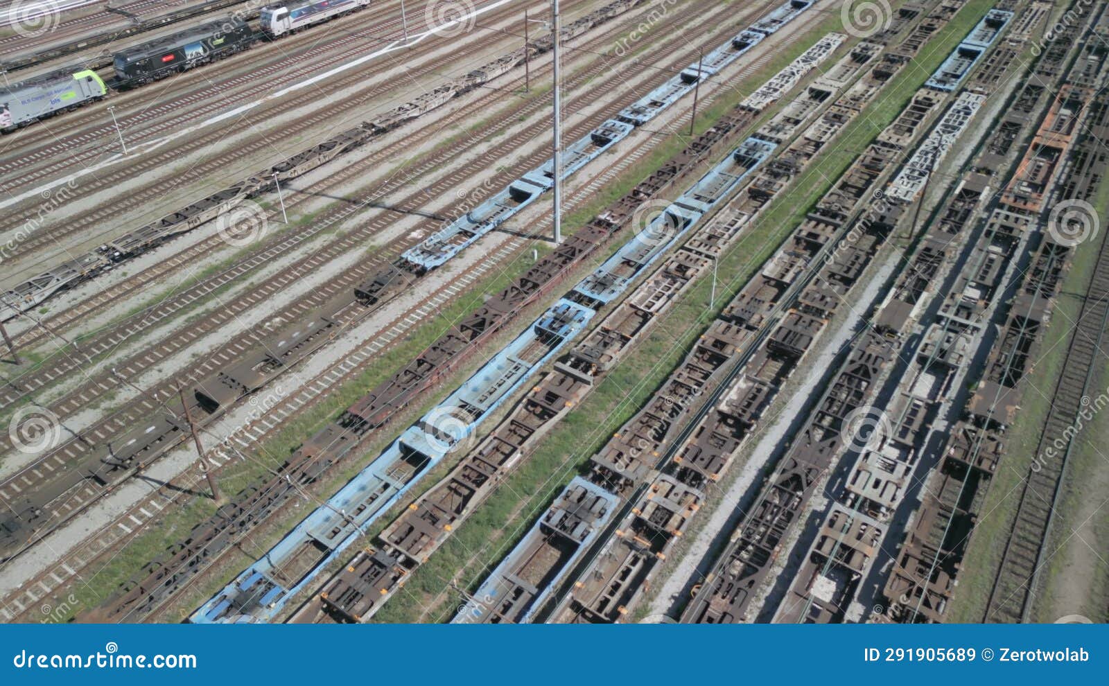 Aerial View Railway Junction Containers Wagons Stock Video - Video of ...