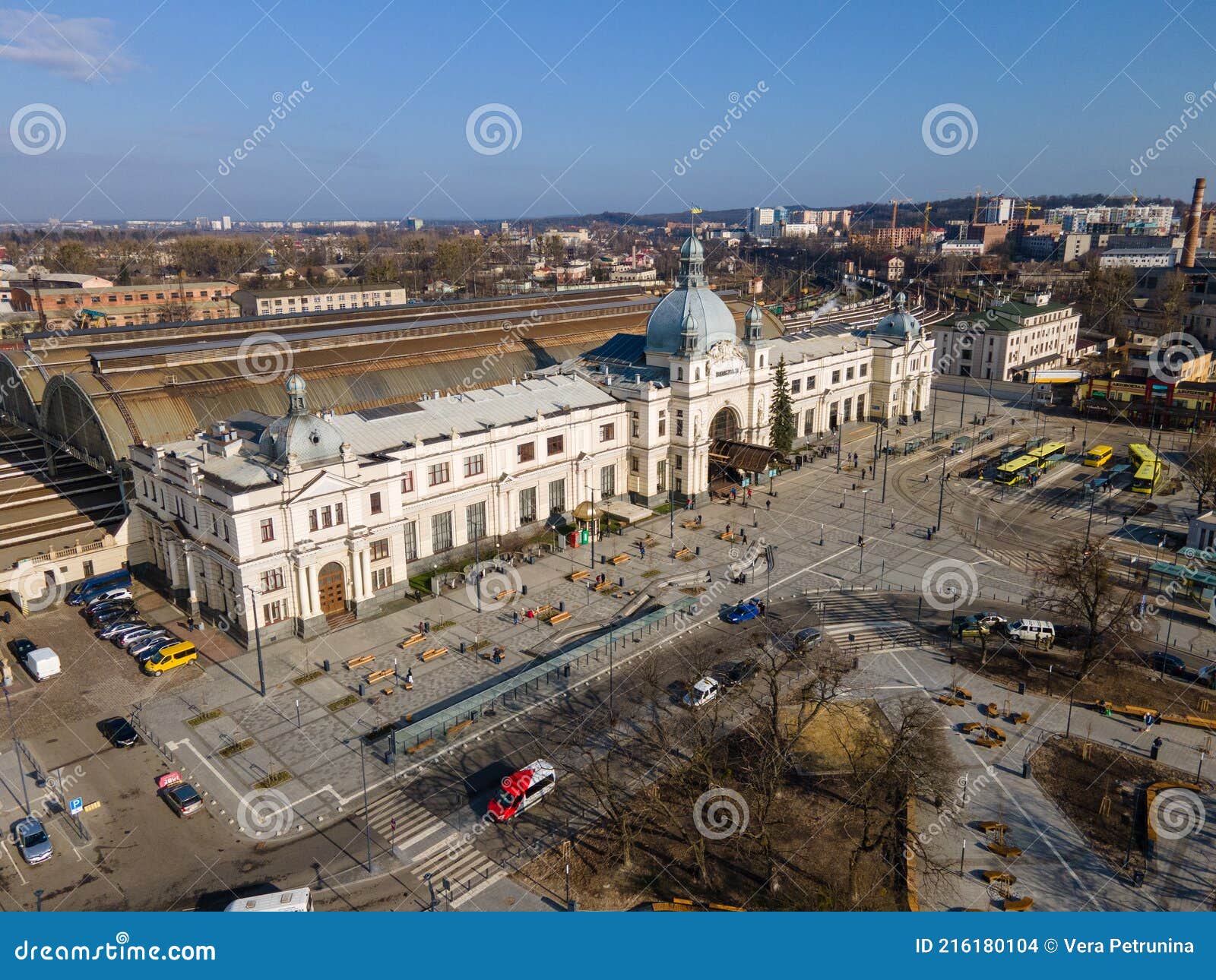 Aerial View of Railway Station Stock Photo - Image of overhead, street ...