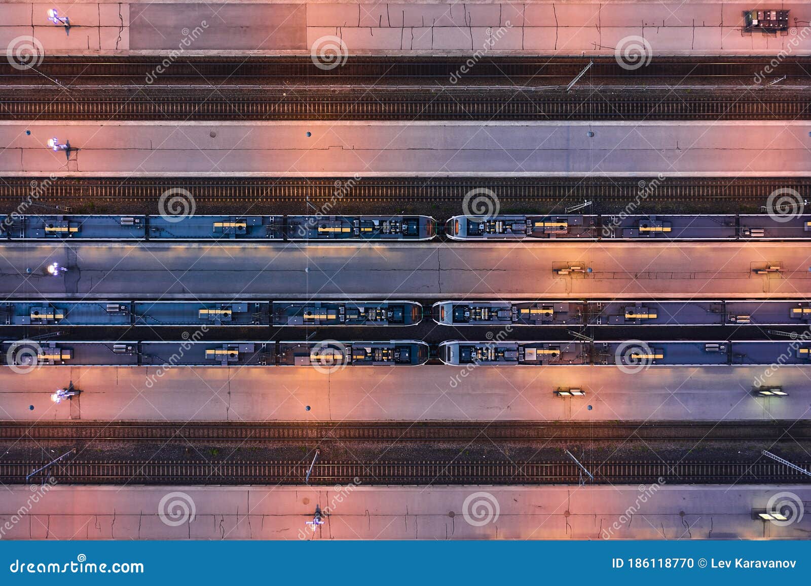 Aerial View of Railway Station Stock Photo - Image of night, station ...