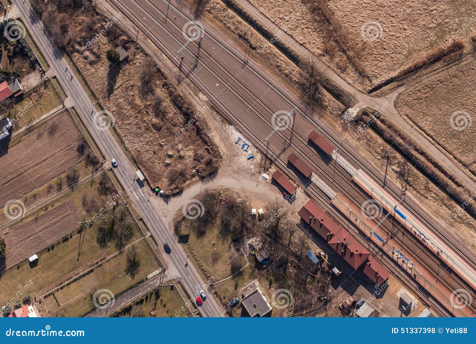 Aerial View of Railway Station Stock Photo - Image of track, container ...