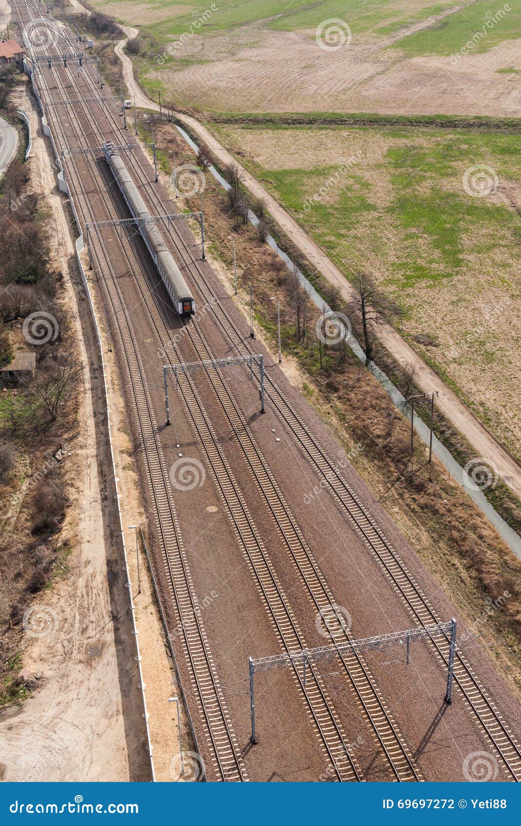 Aerial View of Railway Tracks Stock Photo - Image of field, connection ...
