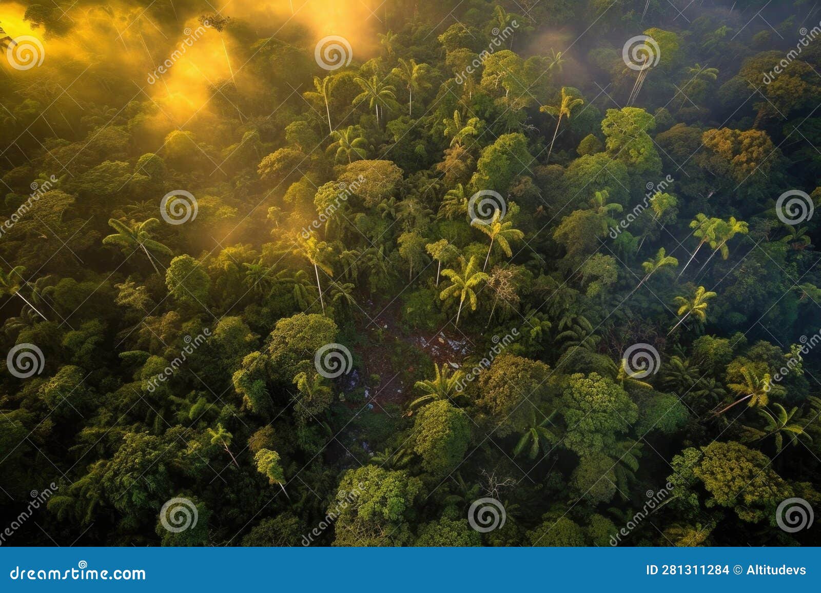 Aerial View of Rainforest Canopy at Sunrise Stock Photo - Image of ...