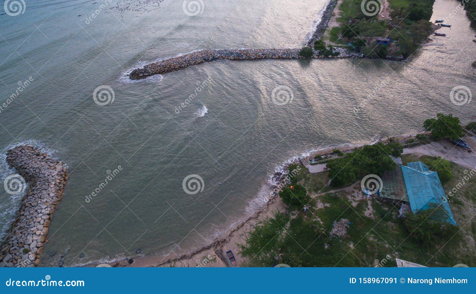 Aerial View Rayong Beach in Sunset Stock Image - Image of industry ...
