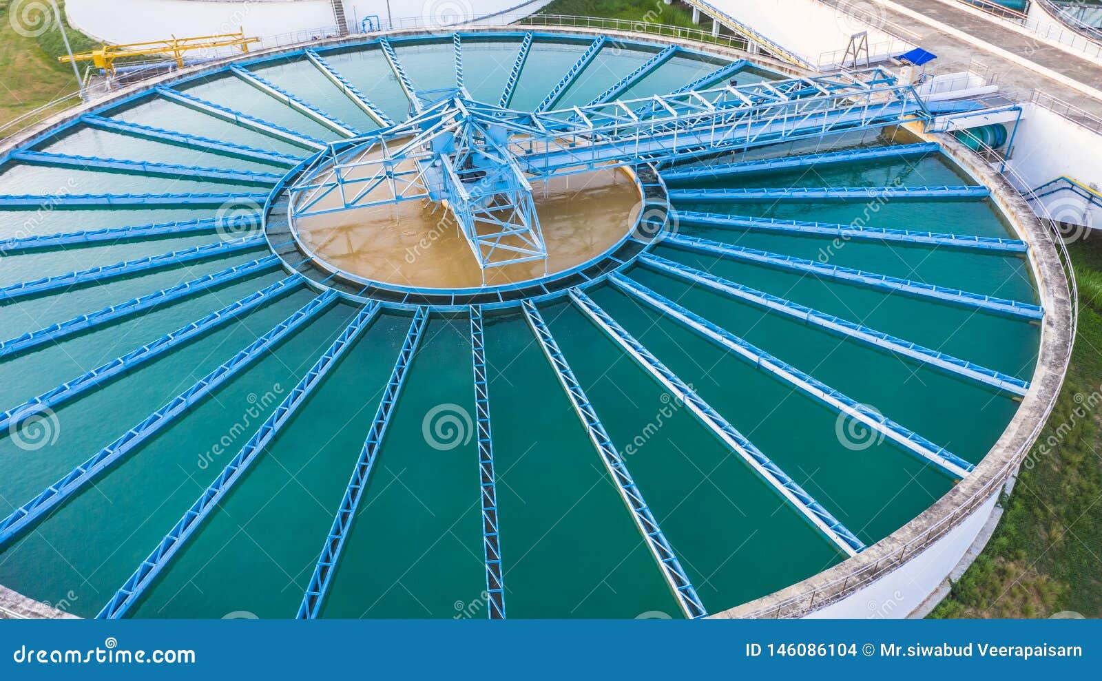 Aerial View Recirculation Solid Contact Clarifier Sedimentation Tank ...