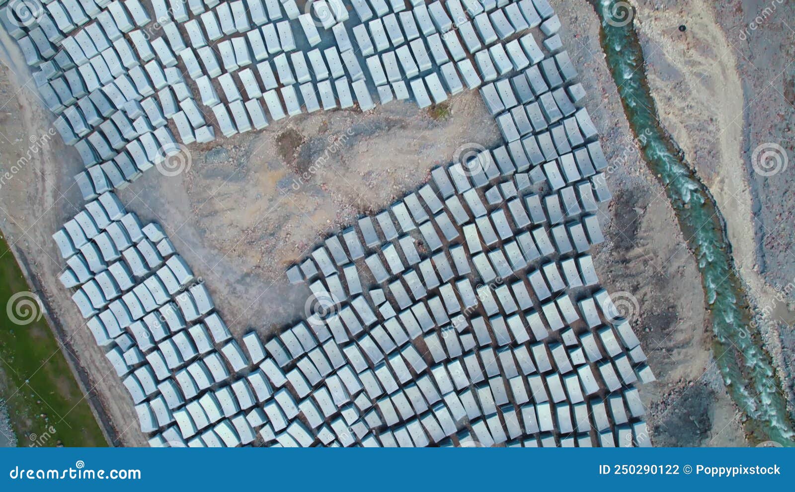 Aerial View of Rectangular Gray Concrete Building Materials on the ...