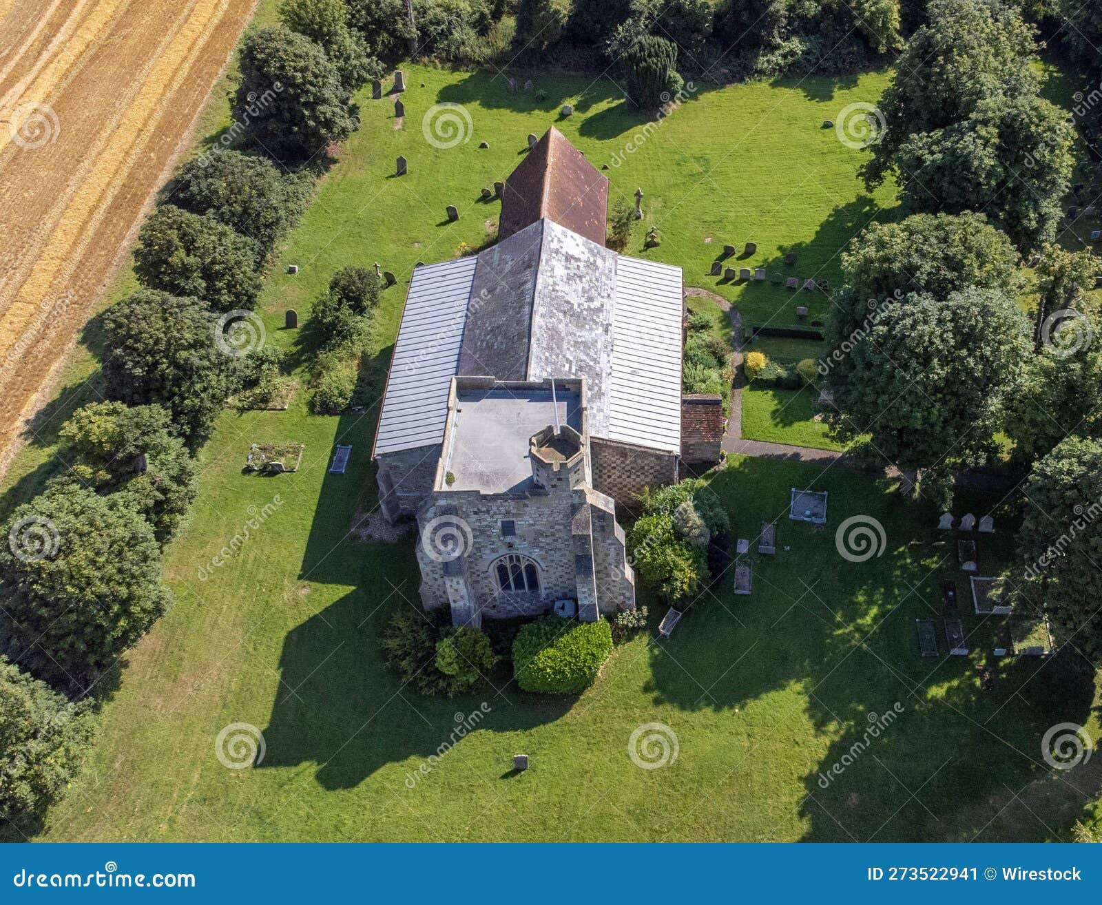 An Aerial View of a Barn and House from Above with a View of Fields in ...