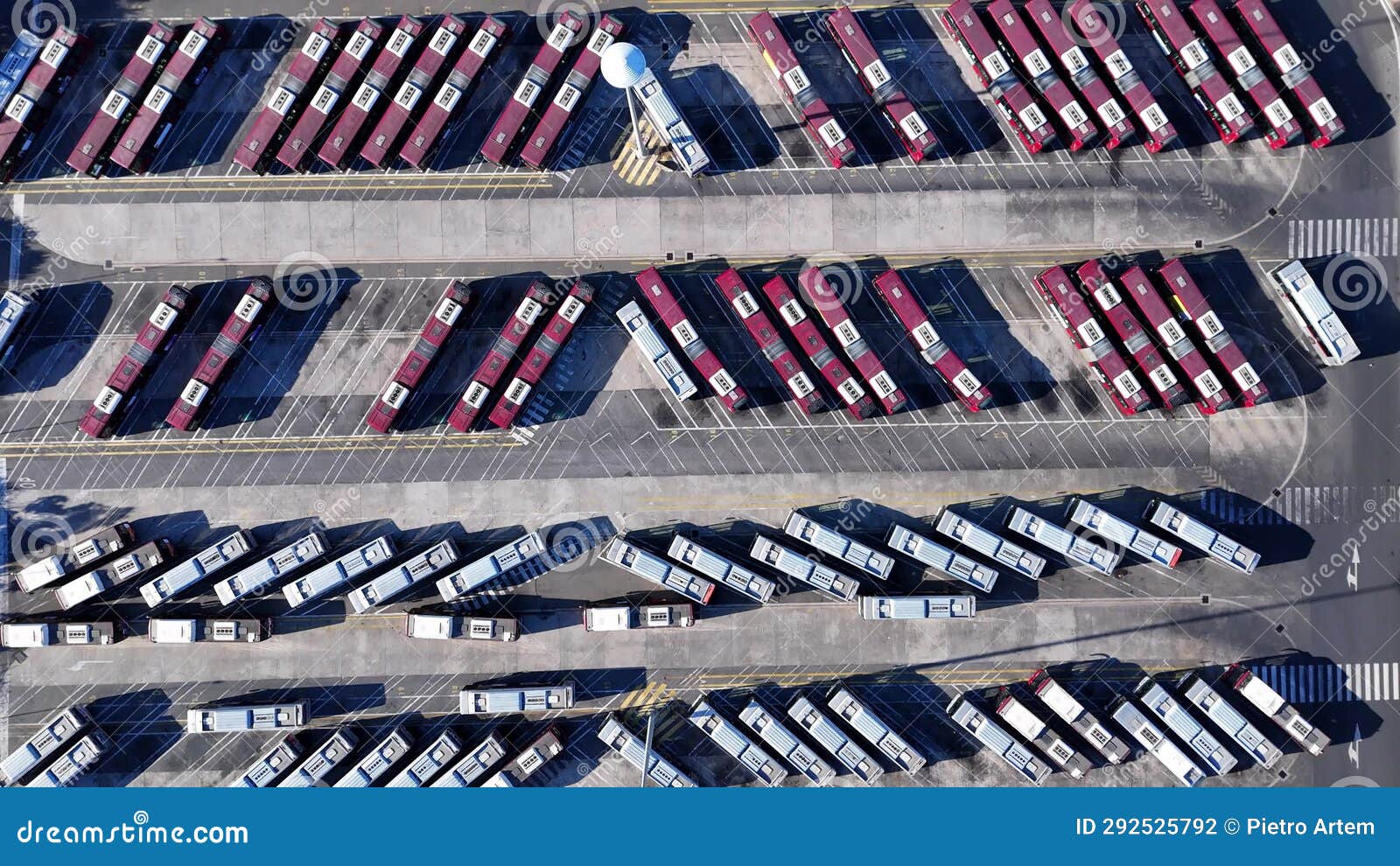 Aerial View of Red Buses, a Huge Bus Depot Stock Footage - Video of ...