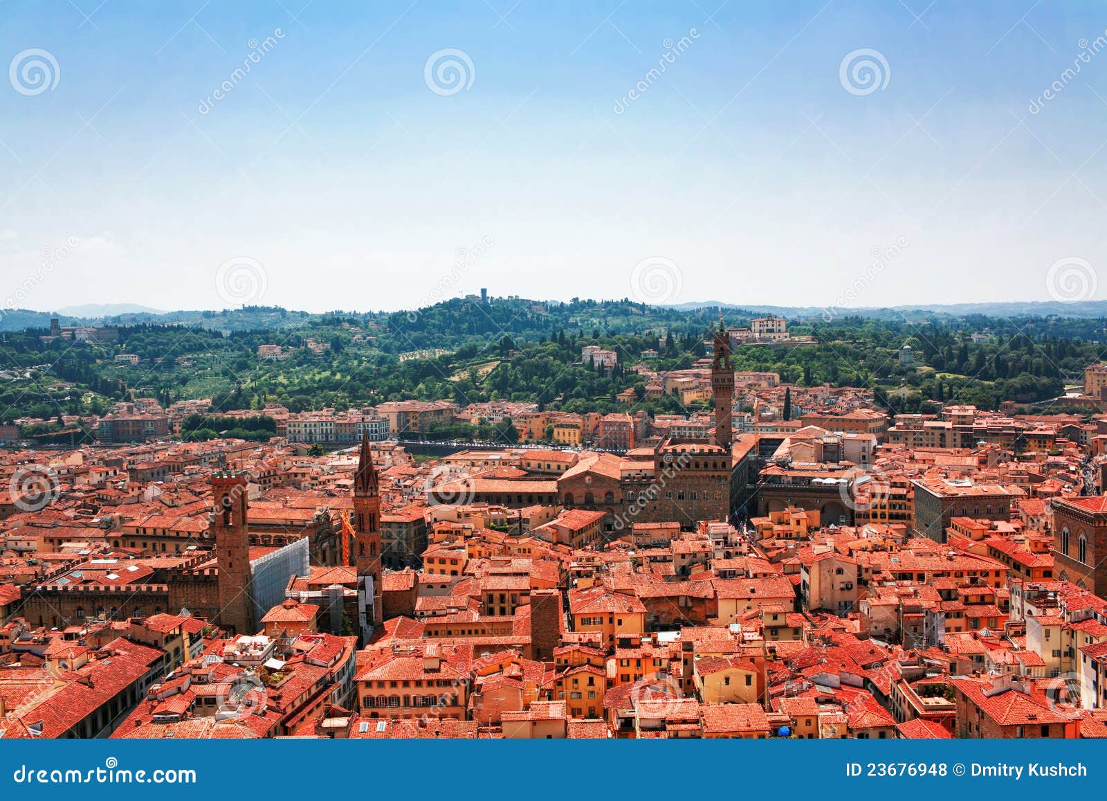 Aerial View of Red Roofs in Florence Stock Photo - Image of tile ...