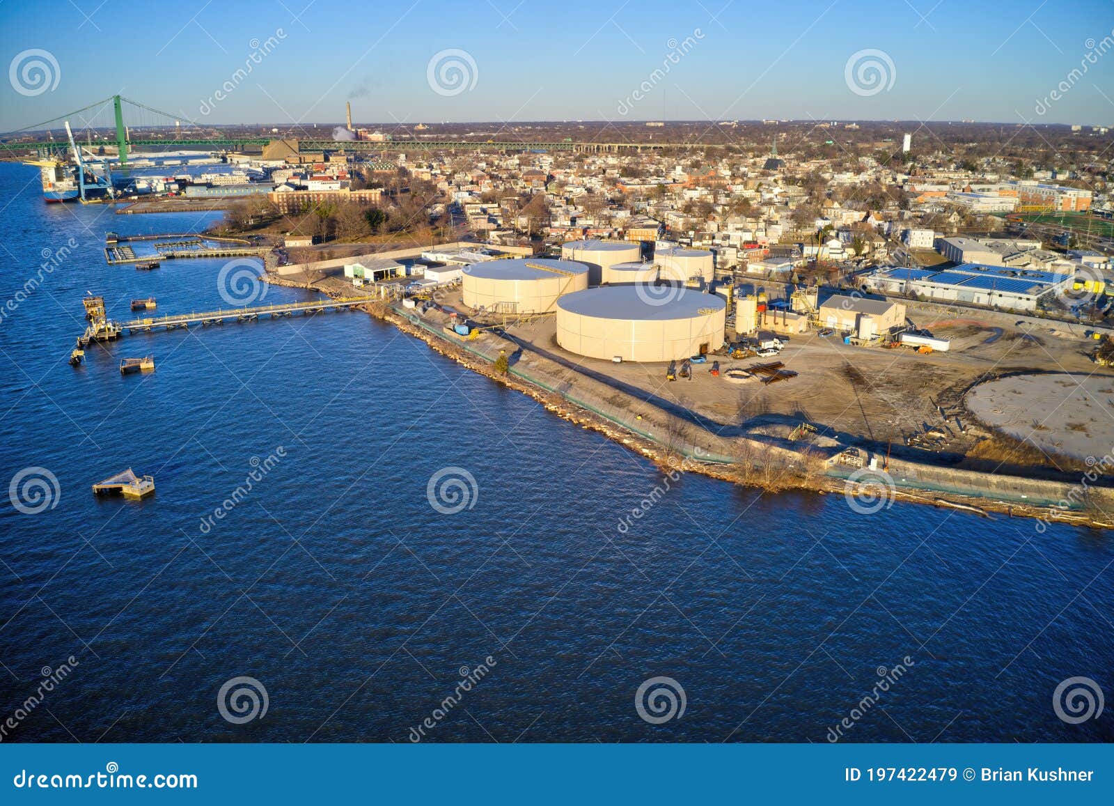 Aerial View of Refinery on the Delaware River Stock Image - Image of ...
