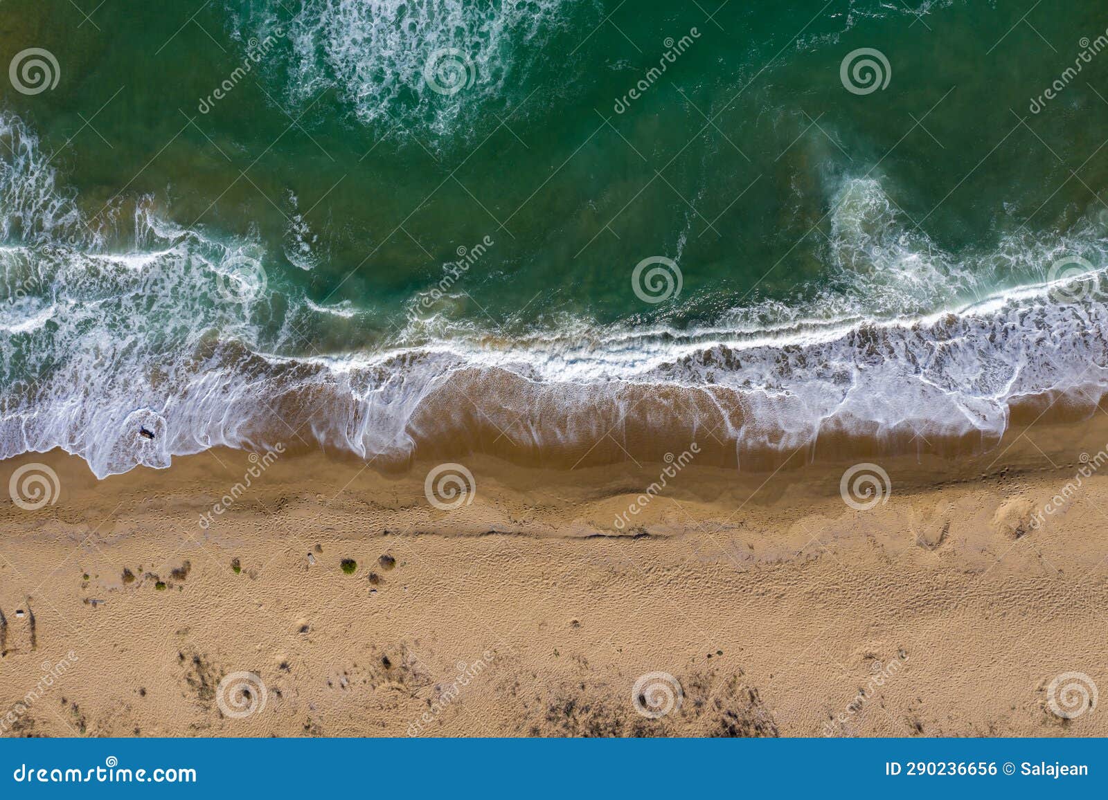 Aerial View of a Remote Sandy Beach and Sea Waves Stock Photo - Image ...