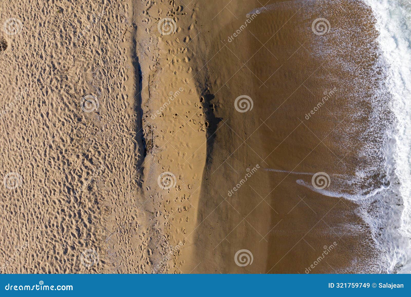 Aerial View of a Remote Sandy Beach and Sea Waves Stock Image - Image ...