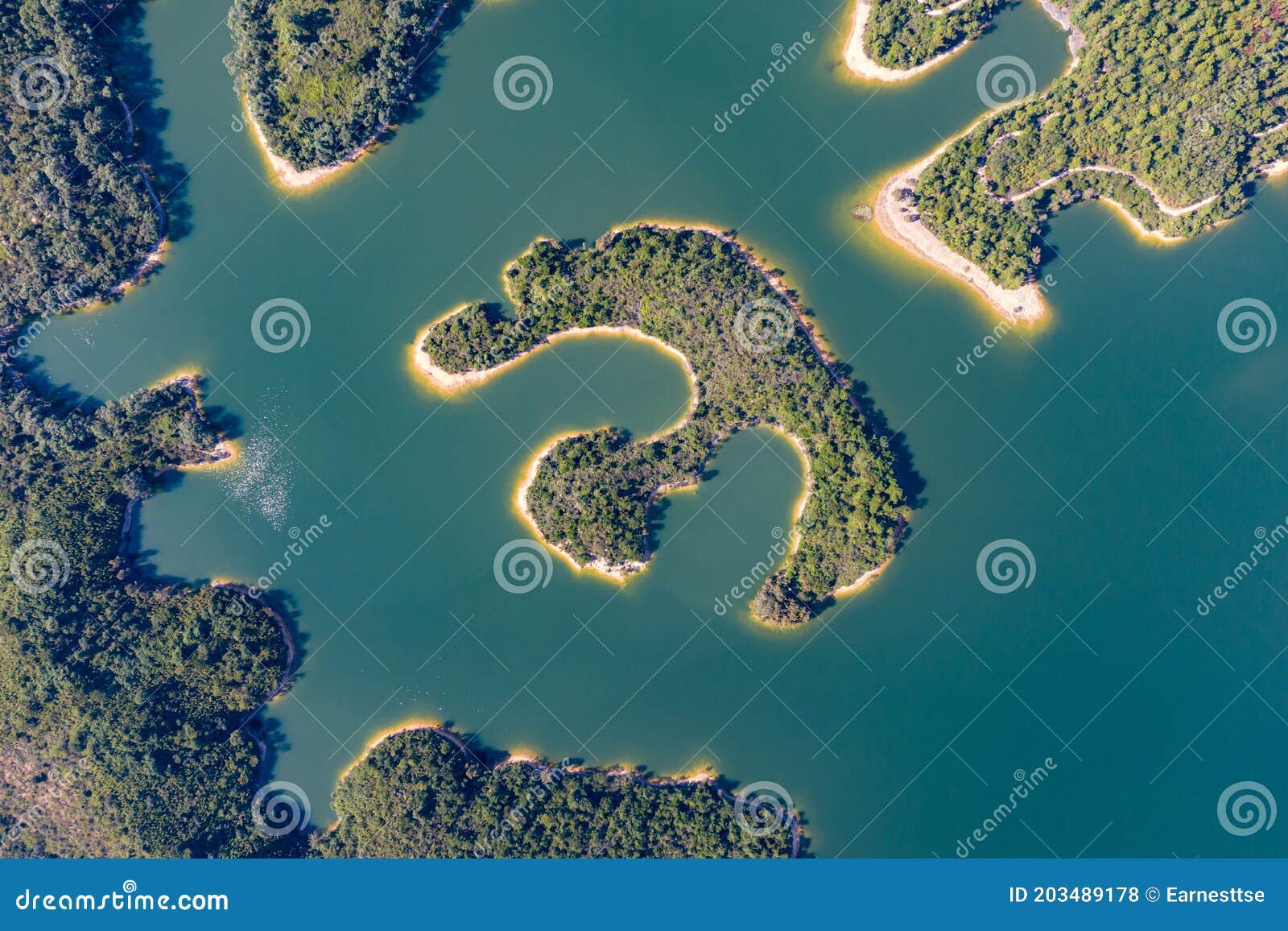 Aerial View of Reservoir Landscape Stock Photo - Image of natural ...