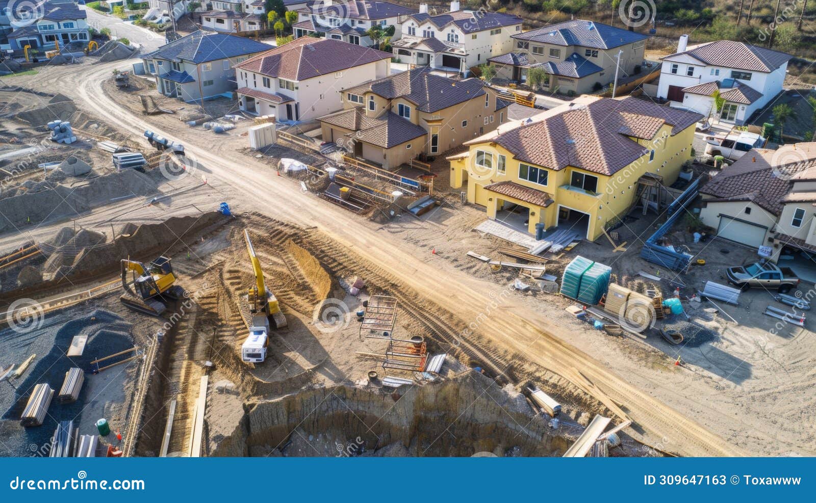 Aerial View of a Residential Construction Site Development Stock Image ...