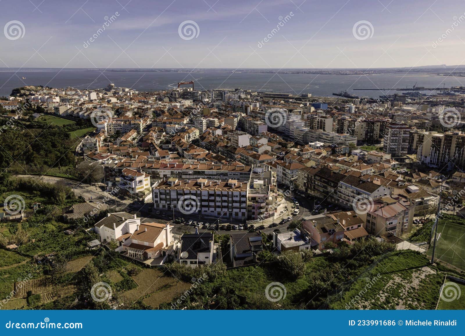 Aerial View of a Residential District in Almada, View of Rooftops ...
