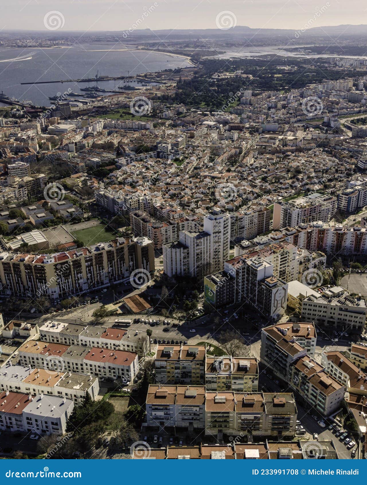 Aerial View of a Residential District in Almada, View of Rooftops ...