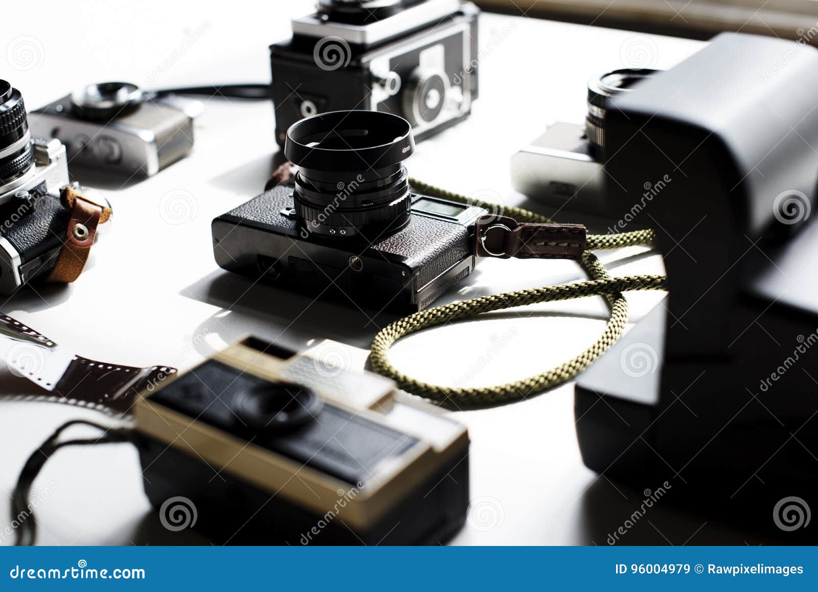 Aerial View of Retro Film Camera Collection Stock Image - Image of ...