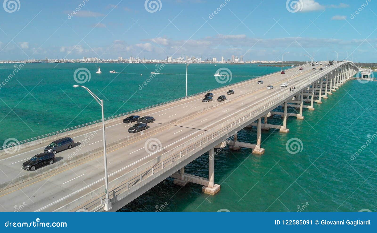 Aerial View of Rickenbacker Causeway in Miami Stock Image - Image of ...