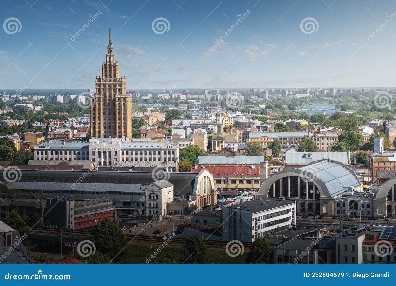 Aerial View of Riga with Latvian Academy of Sciences - Riga, Latvia ...