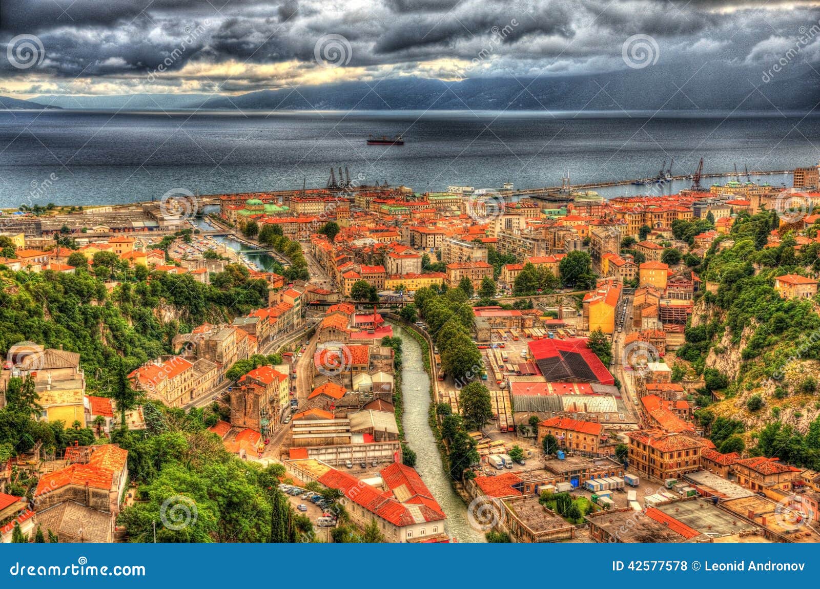 Aerial View of Rijeka, Croatia Stock Photo - Image of europe, blue ...