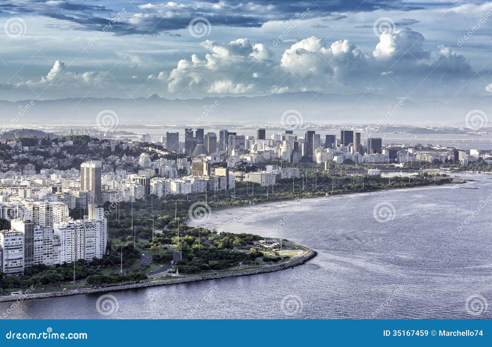Aerial View of Rio De Janeiro Downtown with Dramatic Clouds Stock Image ...
