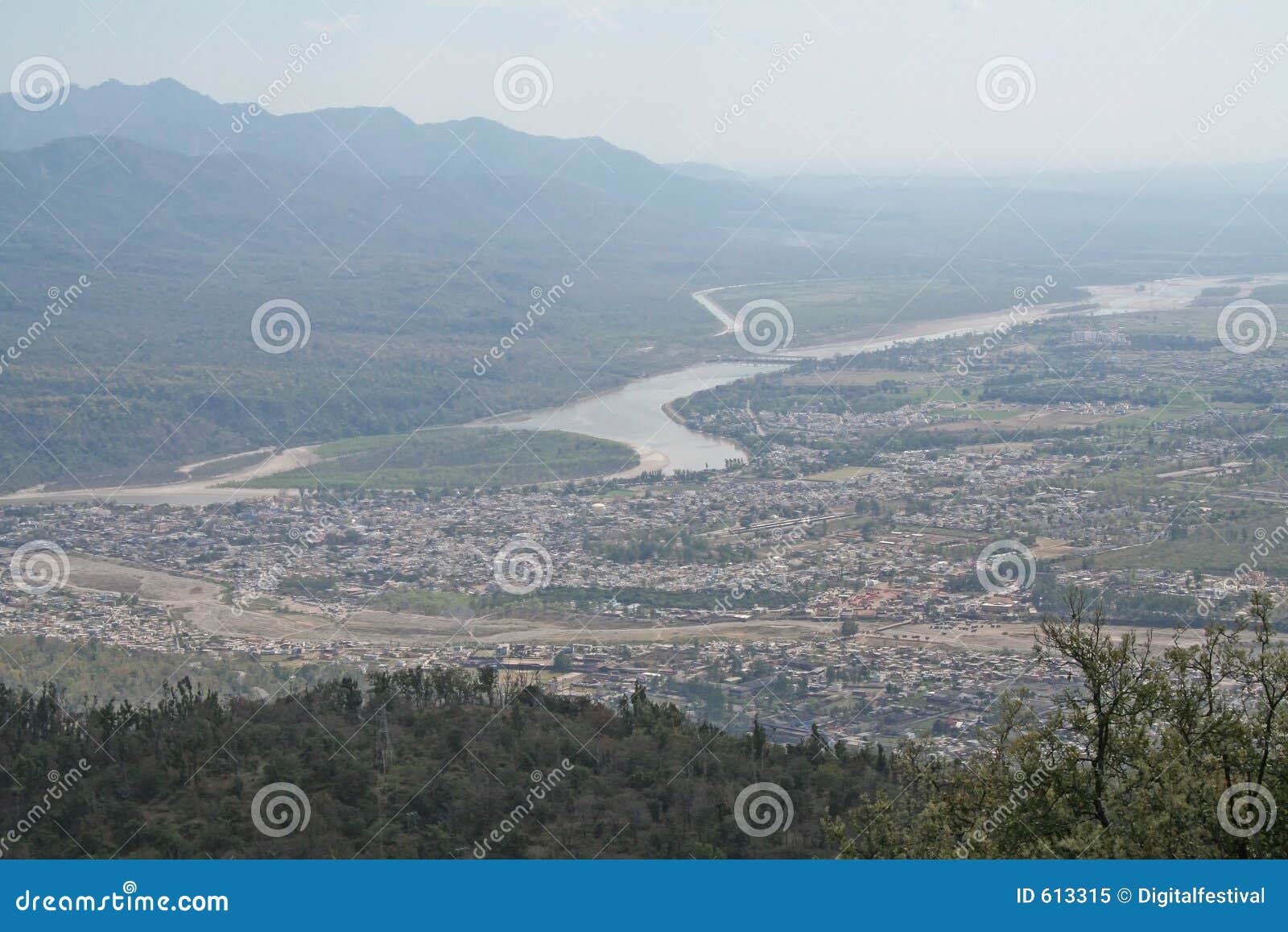 Aerial View of Rishikesh and Ganga India Stock Image - Image of hazy ...