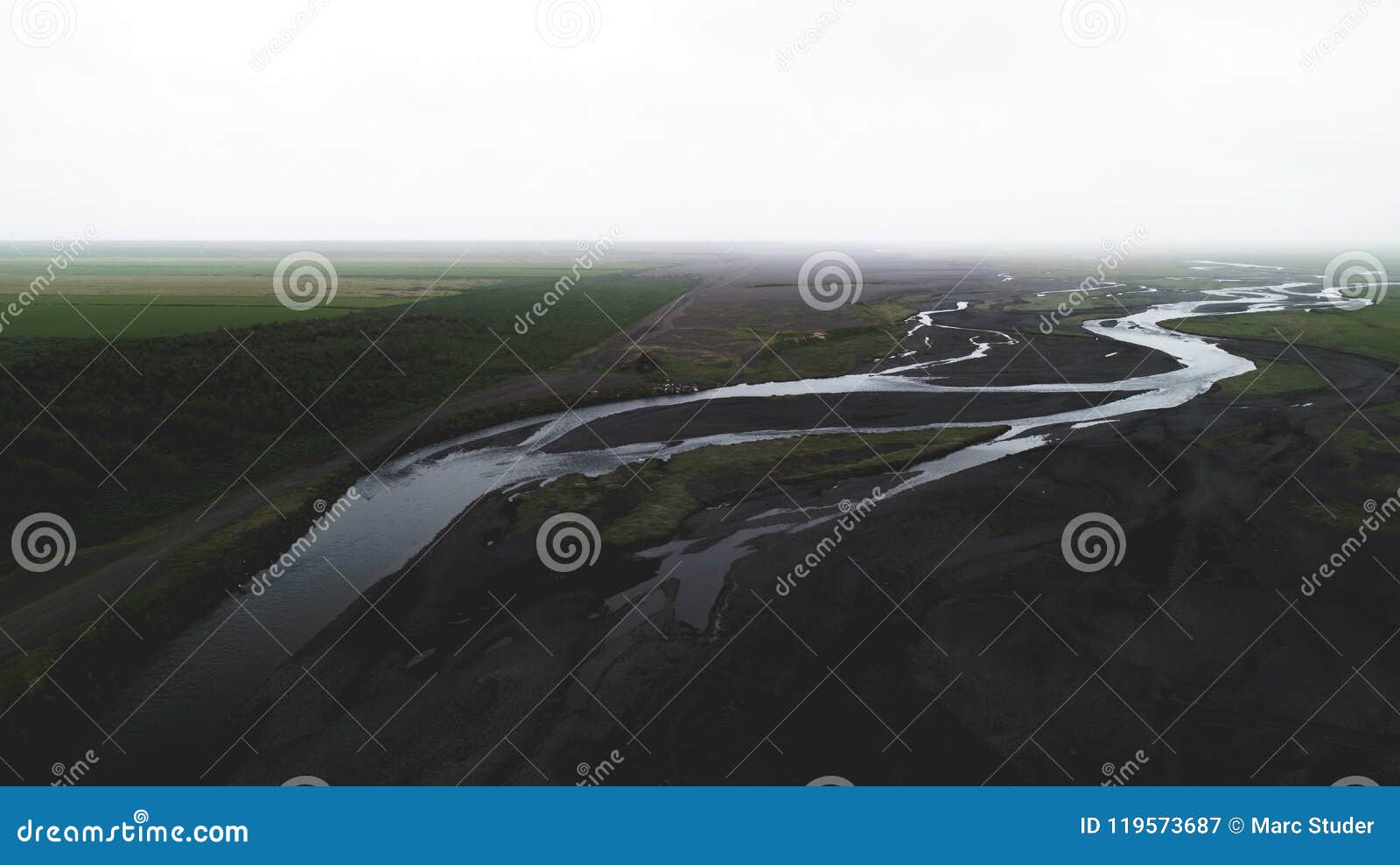 Aerial View of River in Black Sand with Many Junctions Stock Image ...