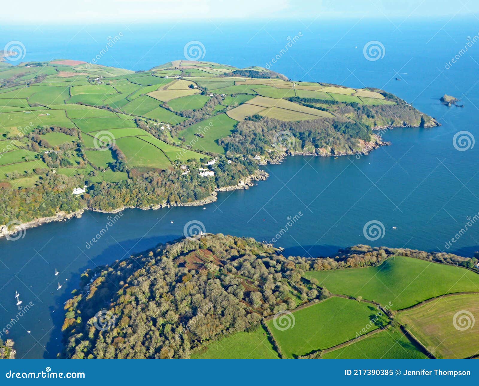 Aerial View of the River Dart in Devon Stock Image - Image of panorama ...
