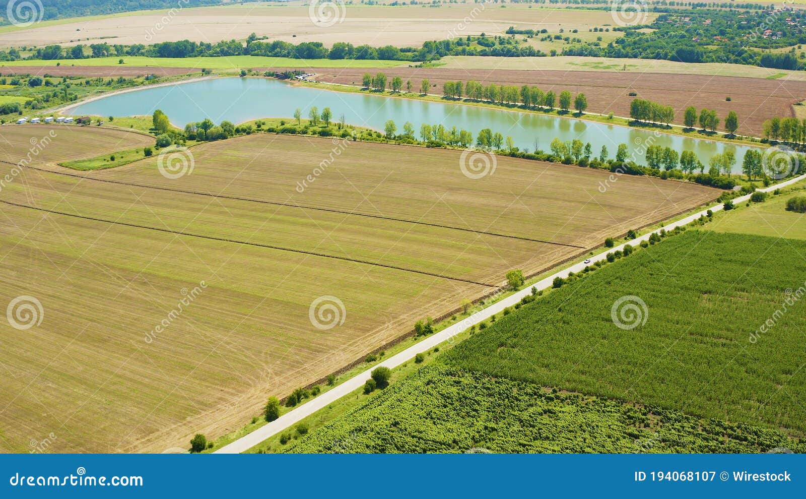 Aerial View of a River and an Industrial Field Stock Image - Image of ...