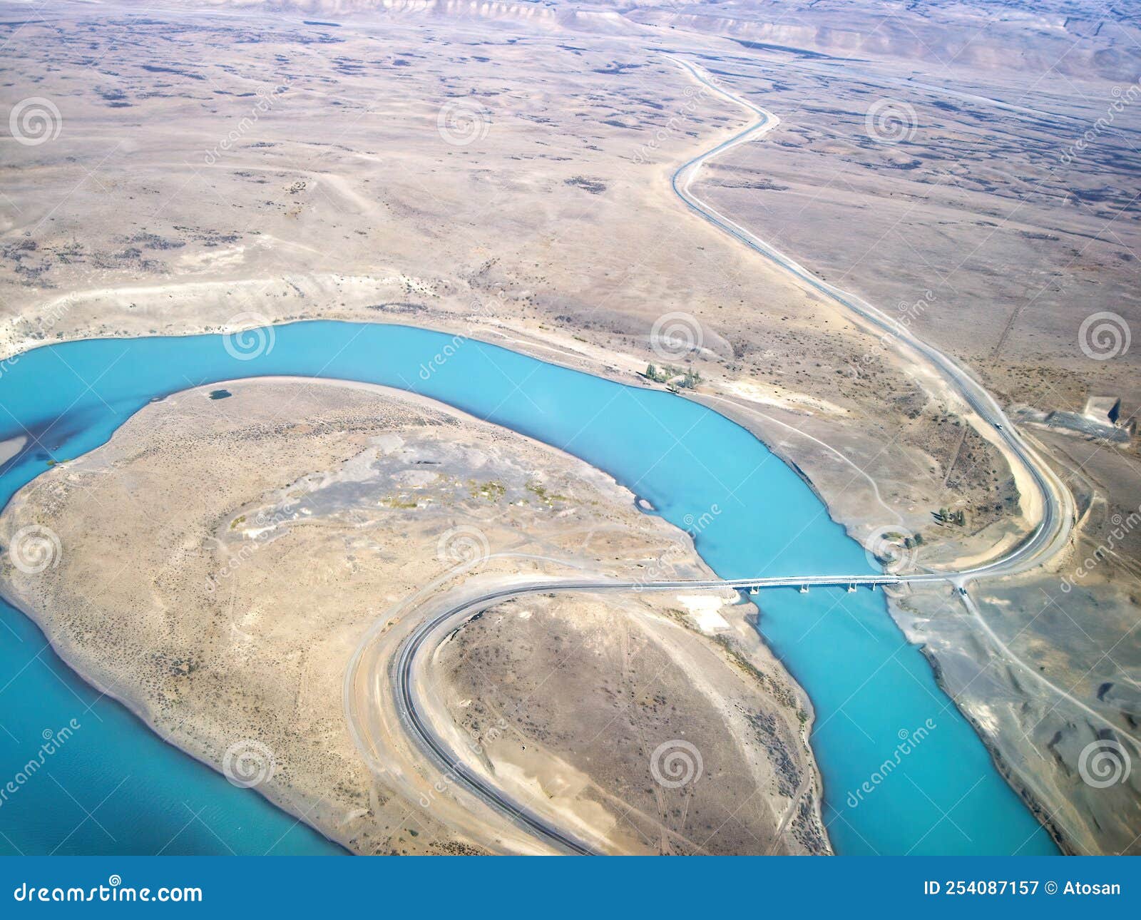 Aerial View of a River in Patagonia`s Steppe Stock Image - Image of ...